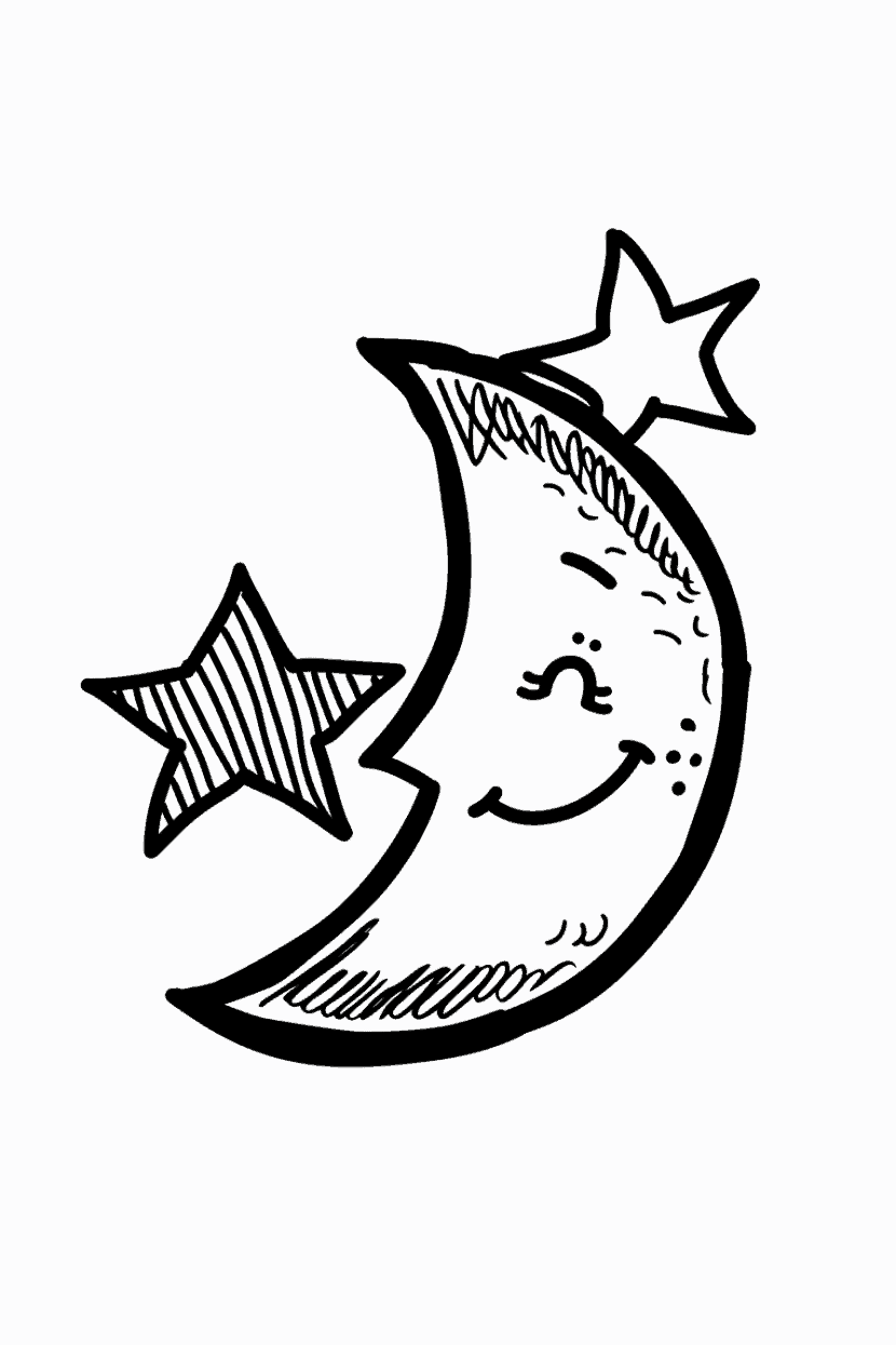 34 Simple Moon Doodle Drawing Ideas - Brighter Craft