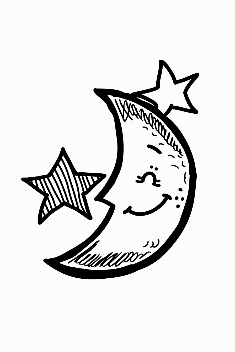 34 Simple Moon Doodle Drawing Ideas - Brighter Craft