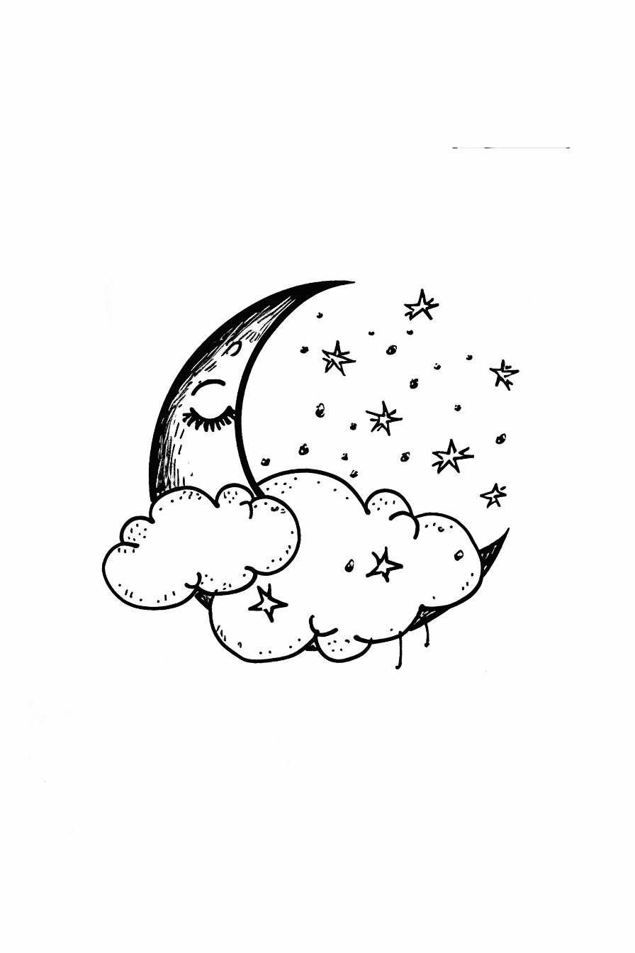34 Simple Moon Doodle Drawing Ideas - Brighter Craft