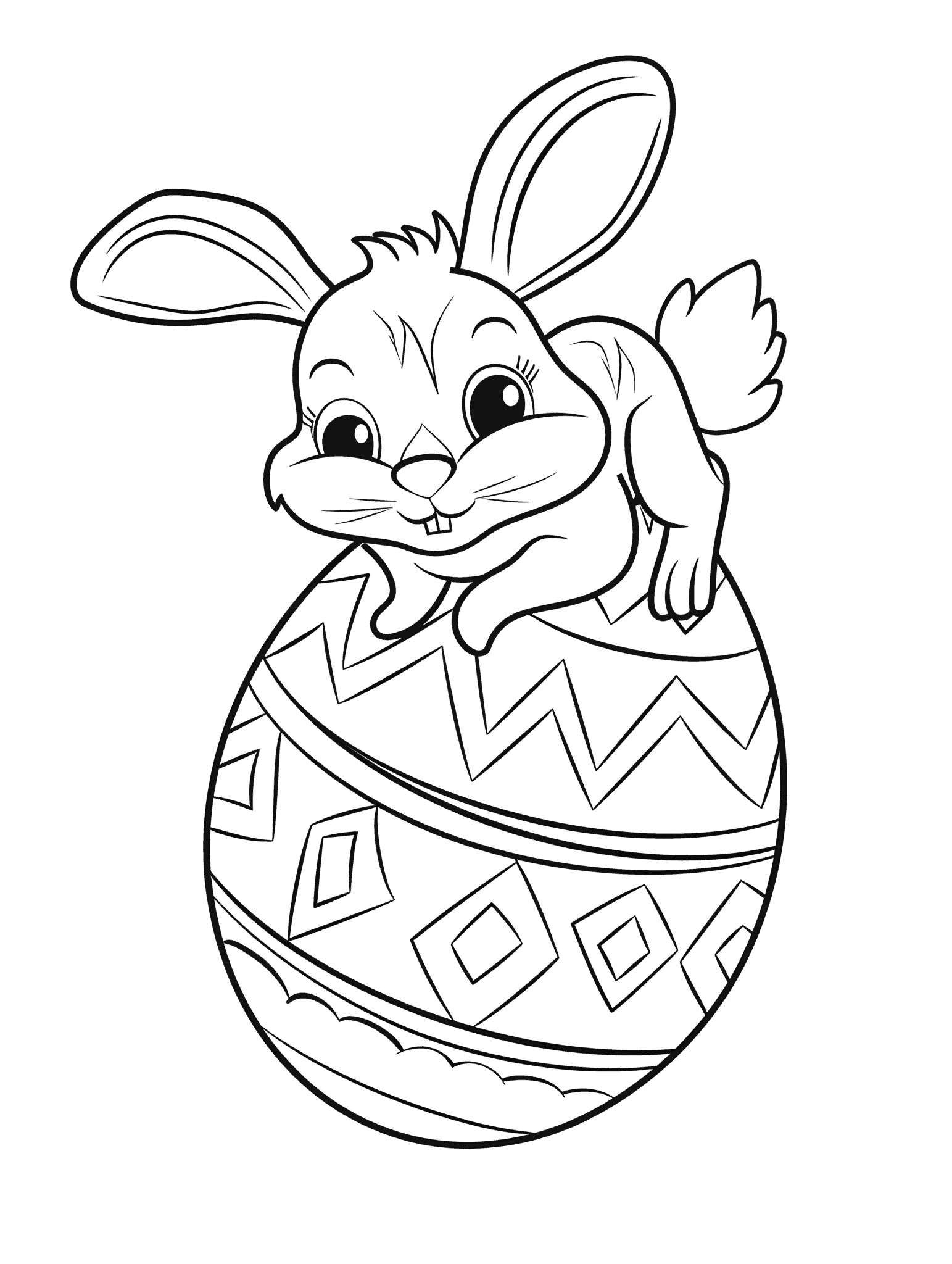 30 Cute Easter Bunny Coloring Pages For Kids - Brighter Craft