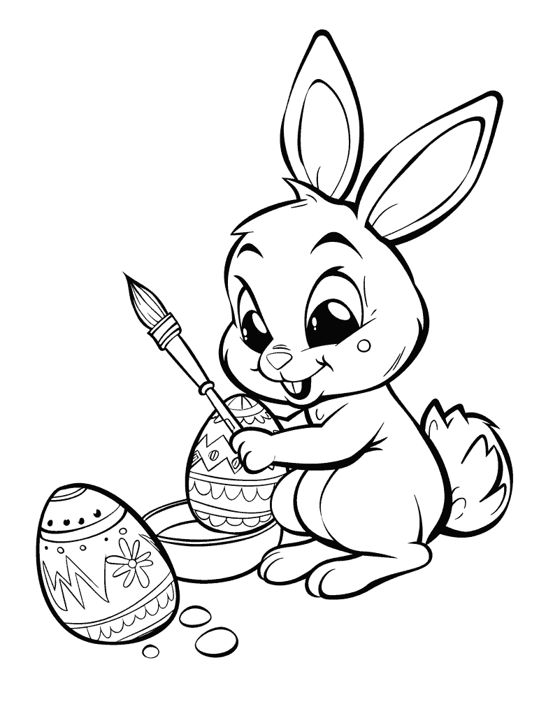 30 Cute Easter Bunny Coloring Pages For Kids - Brighter Craft