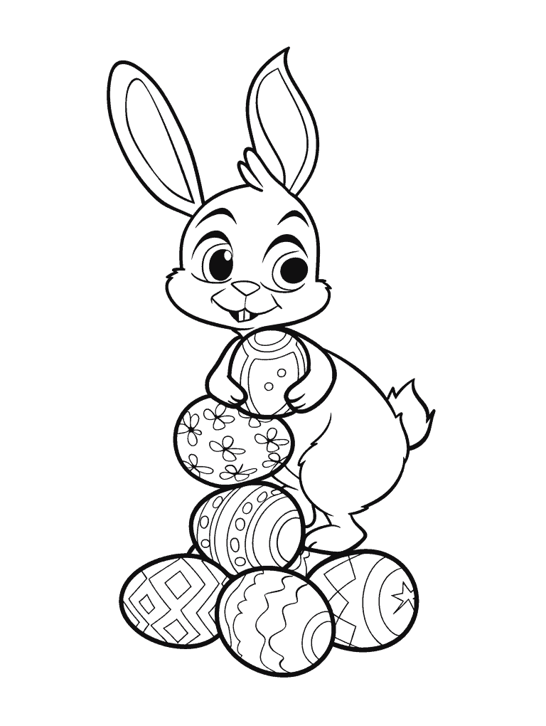 30 Cute Easter Bunny Coloring Pages For Kids - Brighter Craft