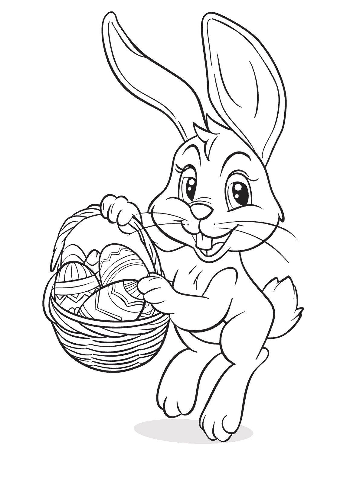 30 Cute Easter Bunny Coloring Pages For Kids - Brighter Craft