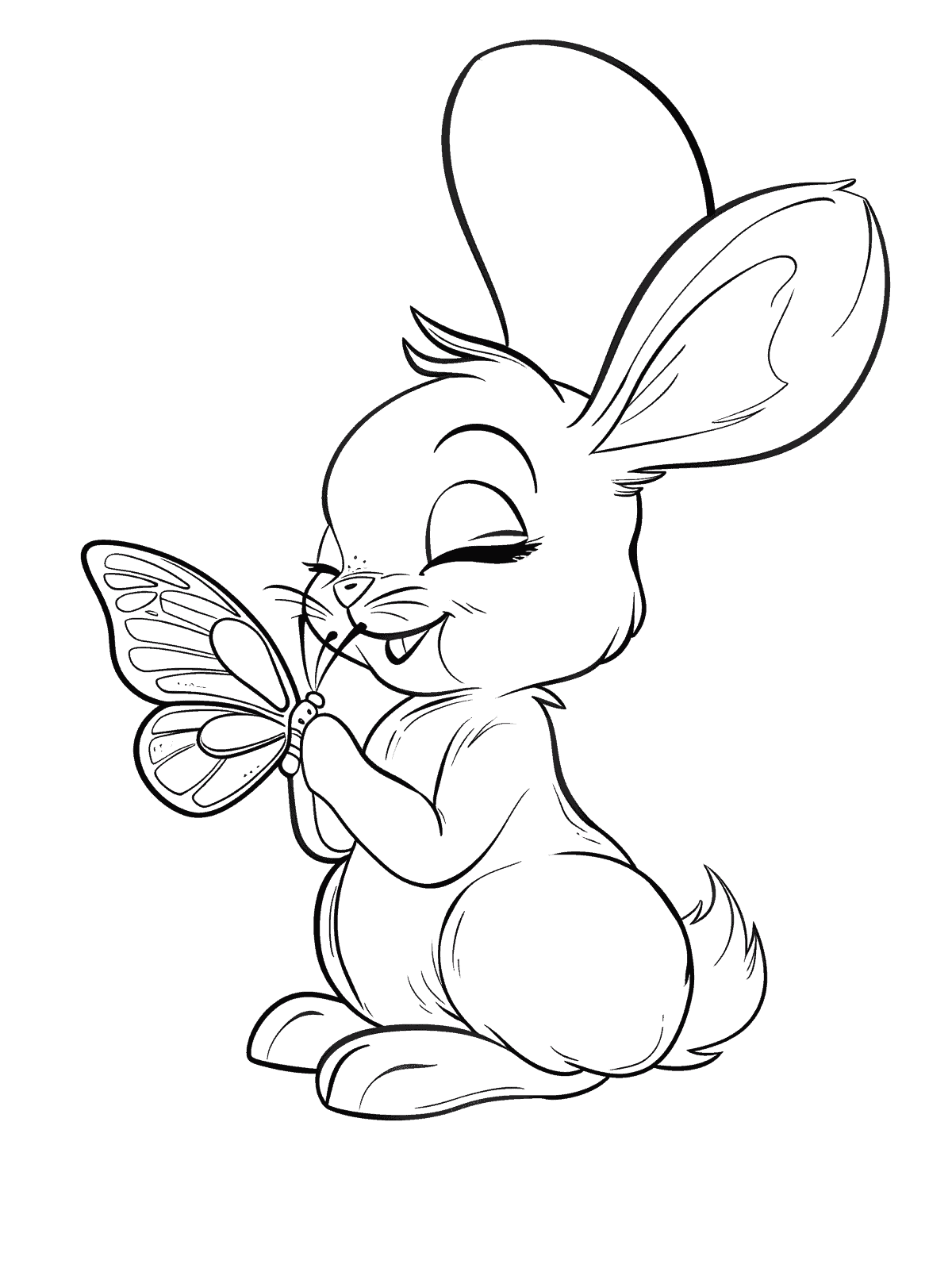30 Cute Easter Bunny Coloring Pages For Kids - Brighter Craft