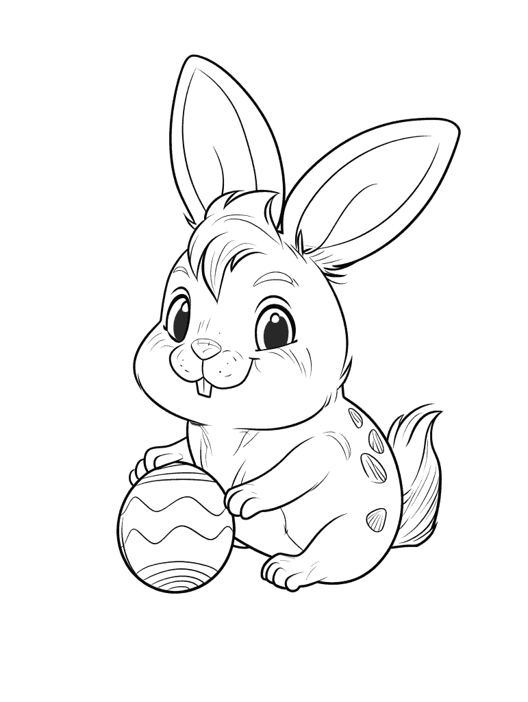 30 Cute Easter Bunny Coloring Pages For Kids - Brighter Craft