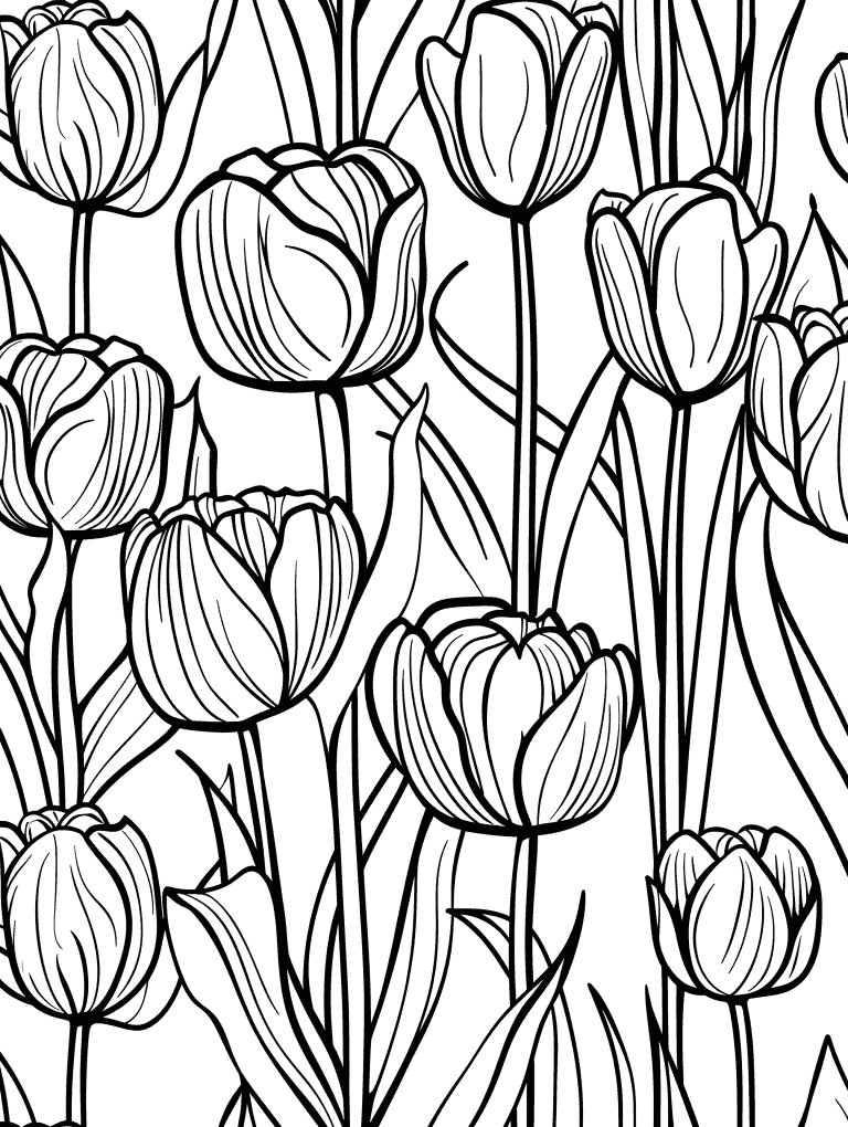 30 Captivating Spring Flower Coloring Pages - Brighter Craft
