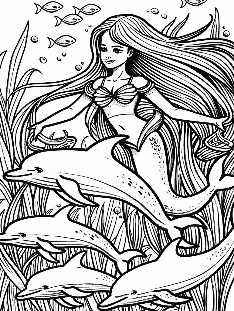 30 Pretty Mermaid Coloring Pages - Brighter Craft