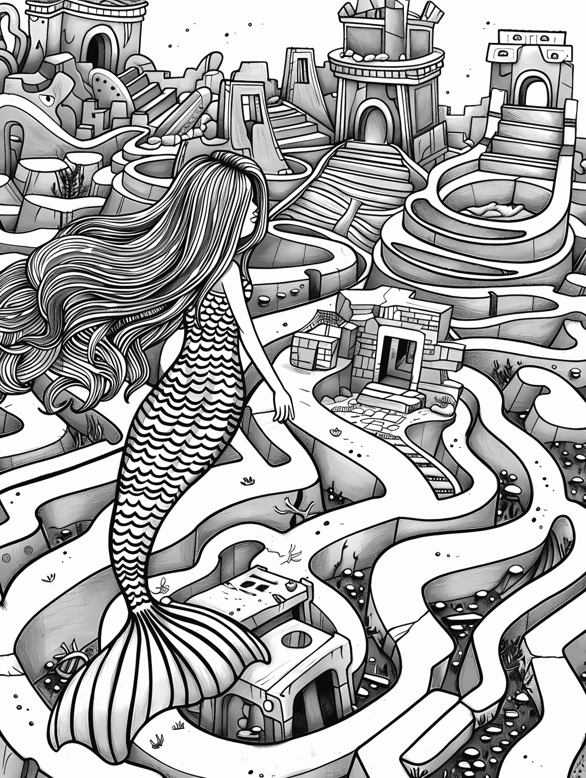 30 Pretty Mermaid Coloring Pages - Brighter Craft