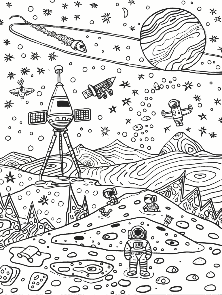 30 Beautiful Moon Coloring Pages - Brighter Craft