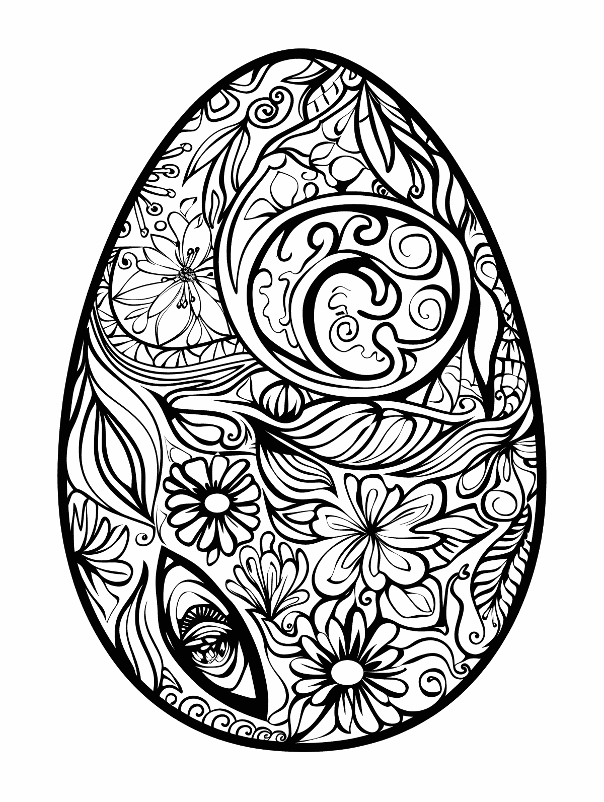 30 Easter Egg Coloring Pages - Brighter Craft