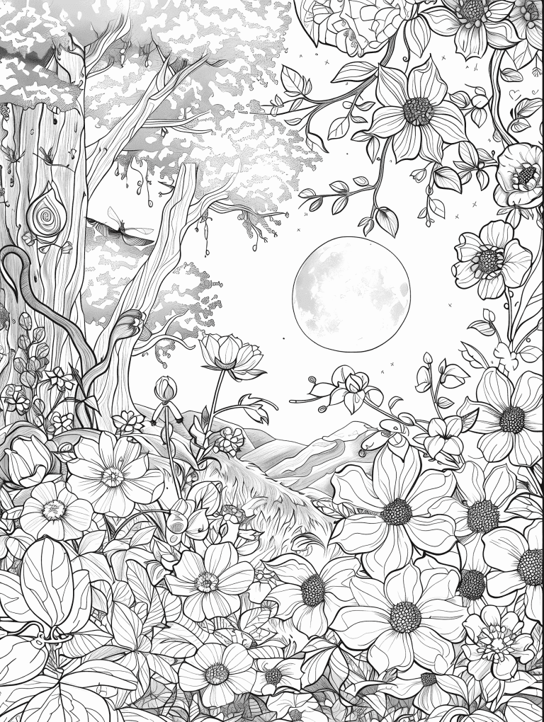 30 Beautiful Moon Coloring Pages - Brighter Craft