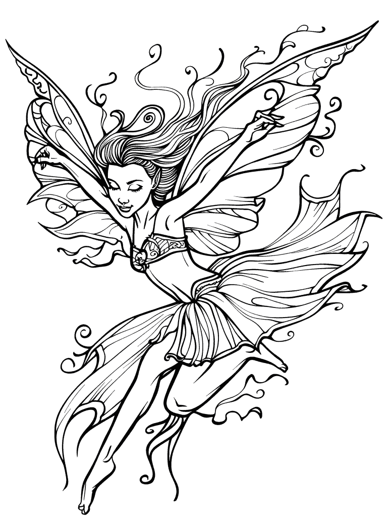 30 Fairy Coloring Pages for Kids and Adults - Brighter Craft