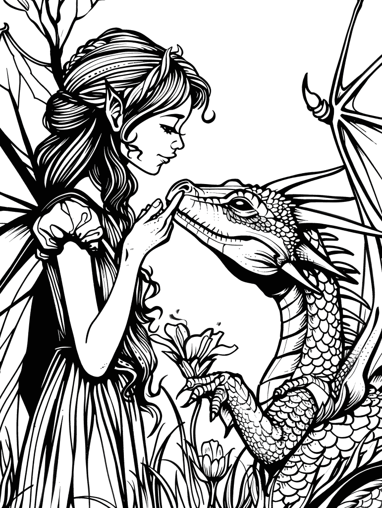 fairy-and-dragon-coloring-pages