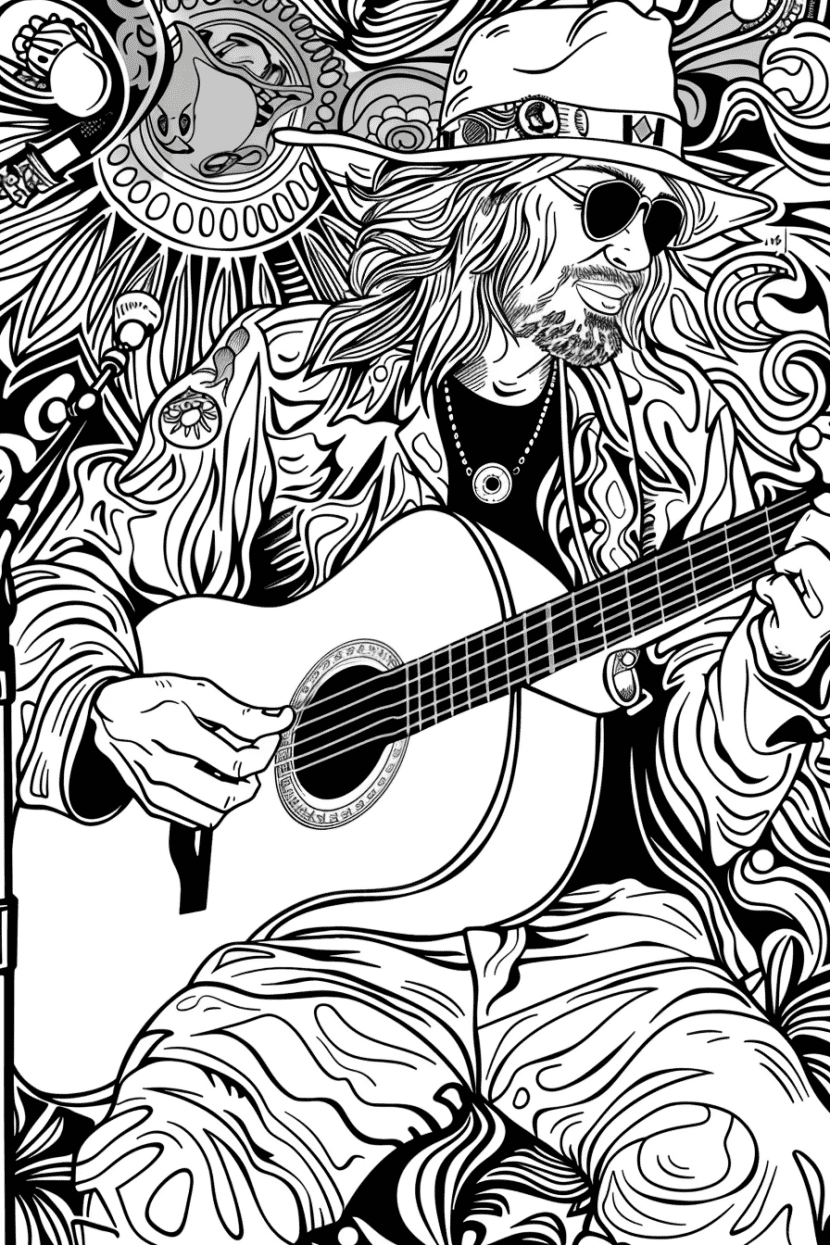 30 Groovy Hippie Coloring Pages - Brighter Craft