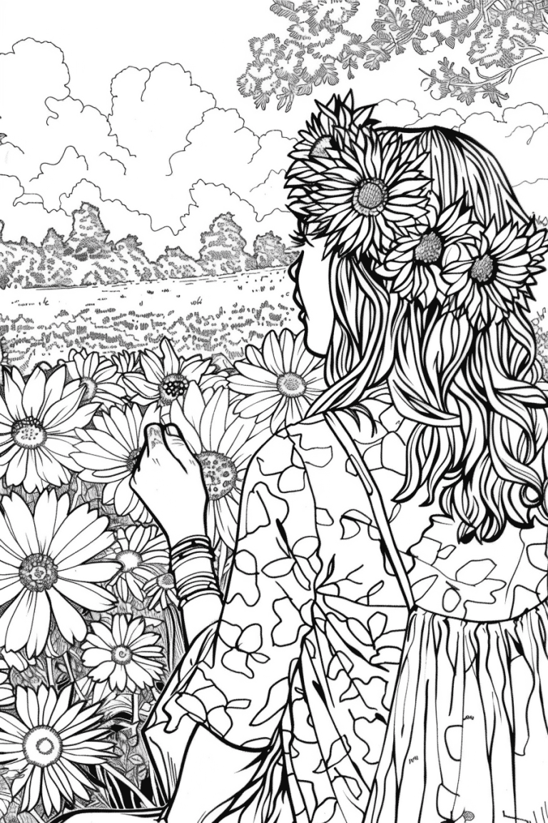 30 Groovy Hippie Coloring Pages - Brighter Craft