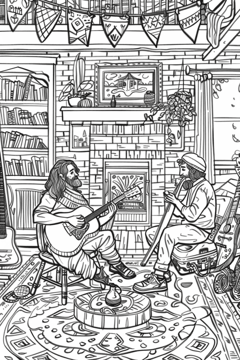 30 Groovy Hippie Coloring Pages - Brighter Craft