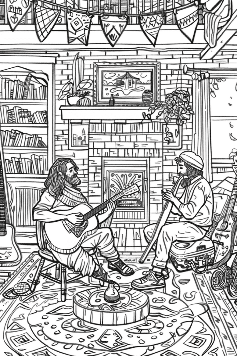 30 Groovy Hippie Coloring Pages - Brighter Craft