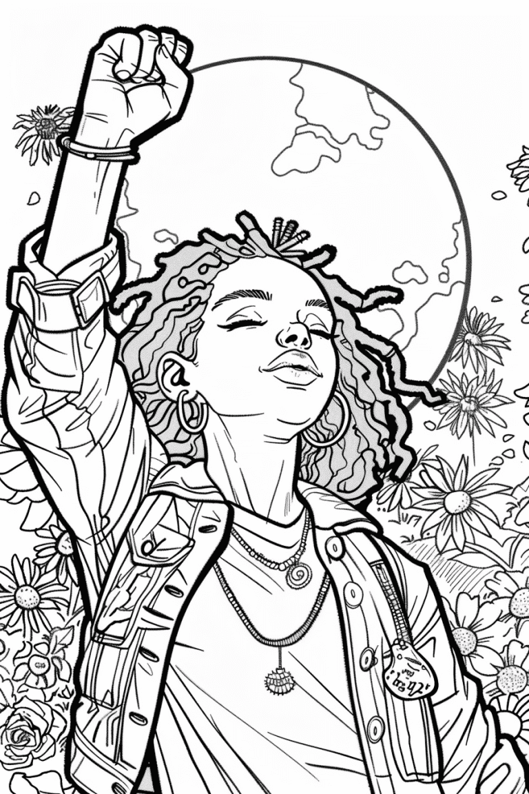 30 Groovy Hippie Coloring Pages - Brighter Craft