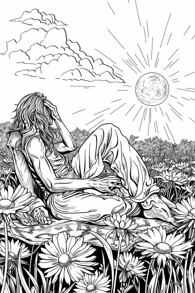 30 Groovy Hippie Coloring Pages - Brighter Craft