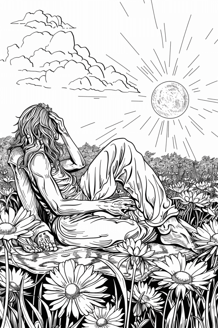 30 Groovy Hippie Coloring Pages - Brighter Craft