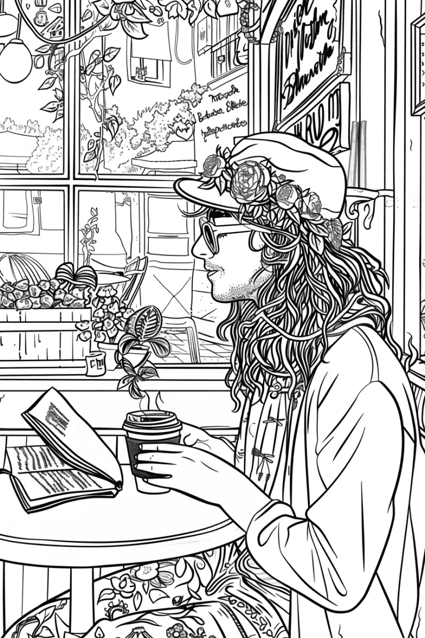 30 Groovy Hippie Coloring Pages - Brighter Craft