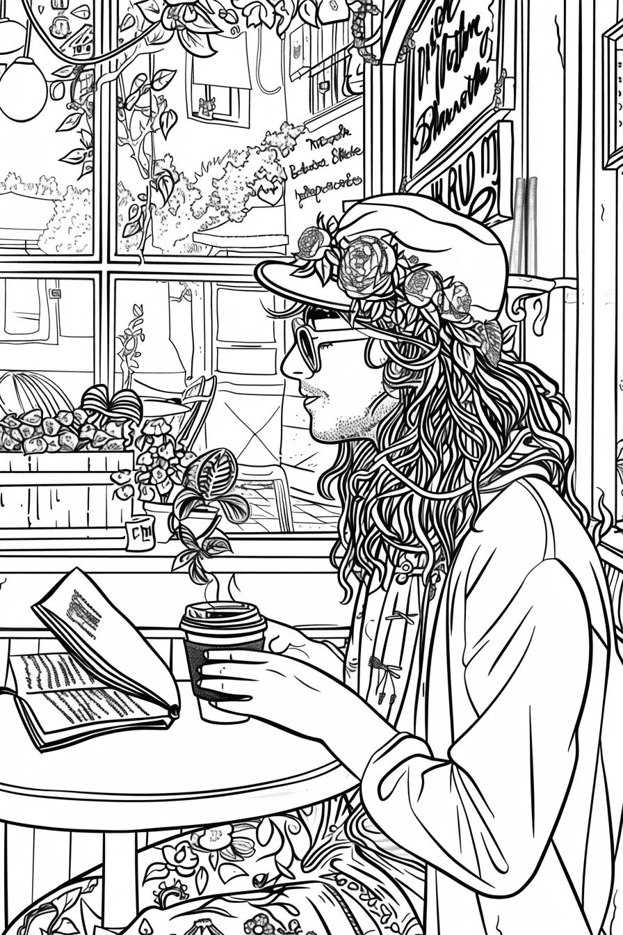 30 Groovy Hippie Coloring Pages - Brighter Craft