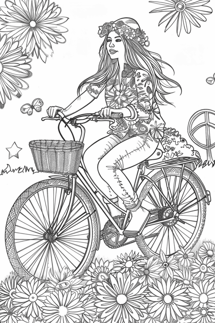 30 Groovy Hippie Coloring Pages - Brighter Craft