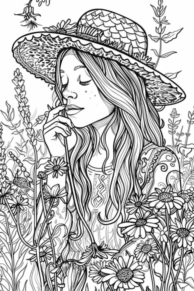 30 Groovy Hippie Coloring Pages - Brighter Craft