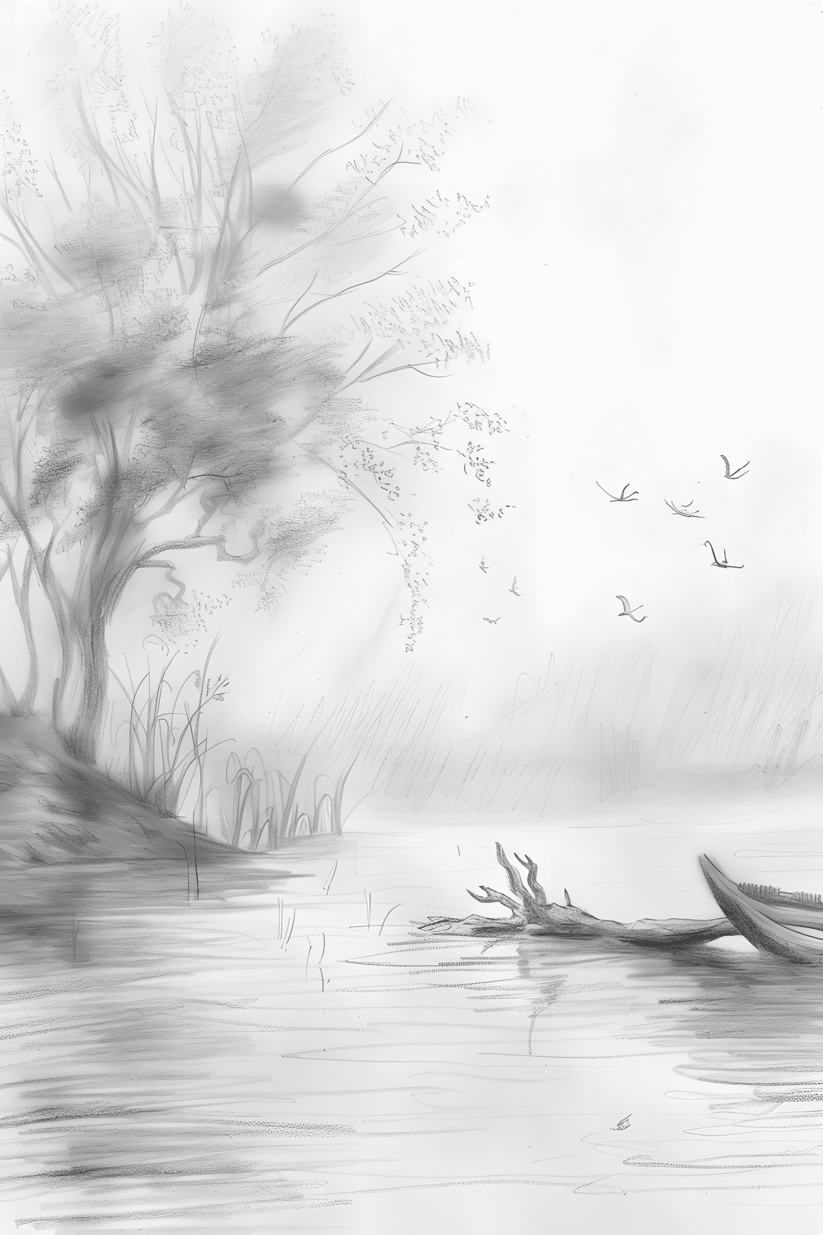 25 Serene Lakeside Landscape Sketches for Peaceful Vibes - Brighter ...