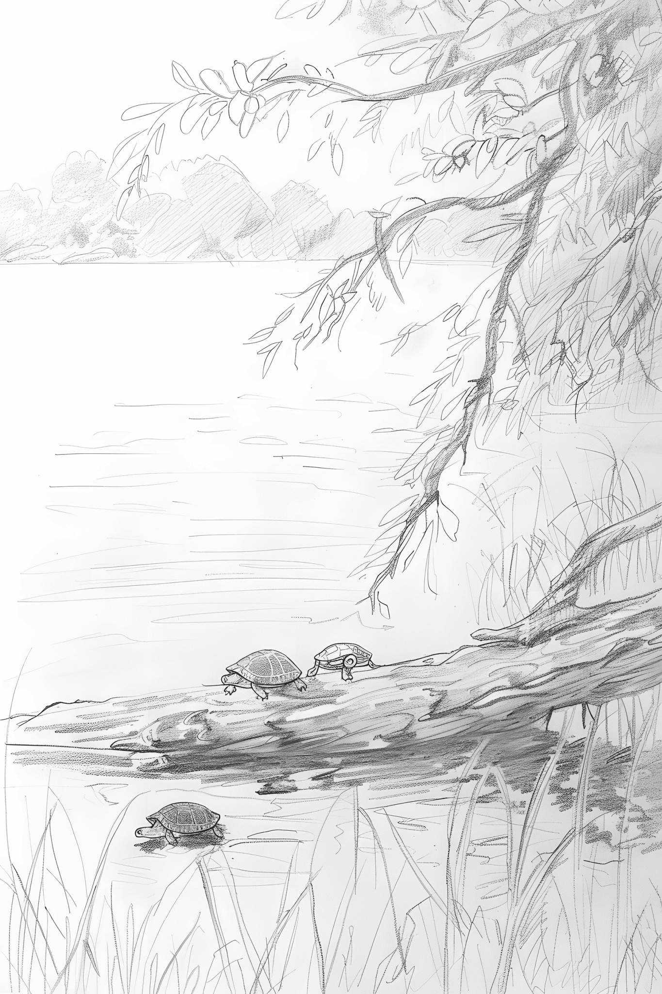 25 Serene Lakeside Landscape Sketches for Peaceful Vibes - Brighter ...