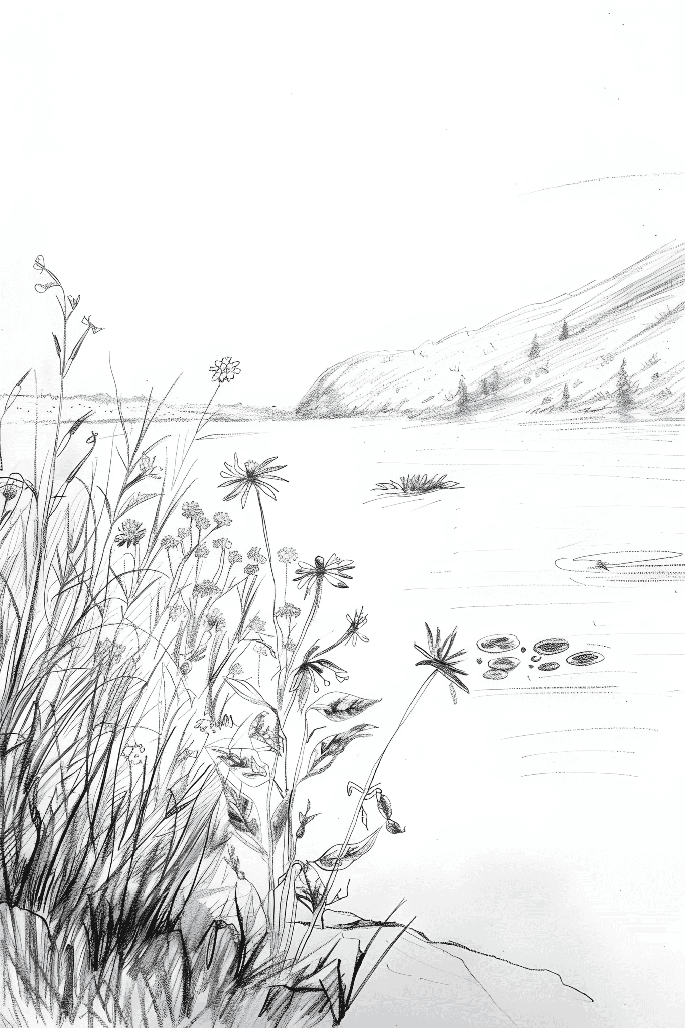 25 Serene Lakeside Landscape Sketches for Peaceful Vibes - Brighter ...