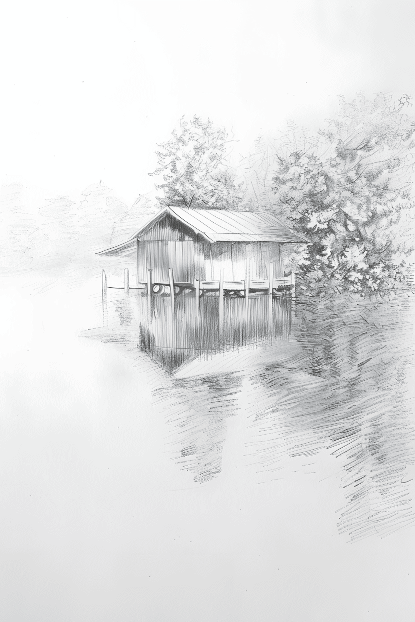 25 Serene Lakeside Landscape Sketches for Peaceful Vibes - Brighter ...