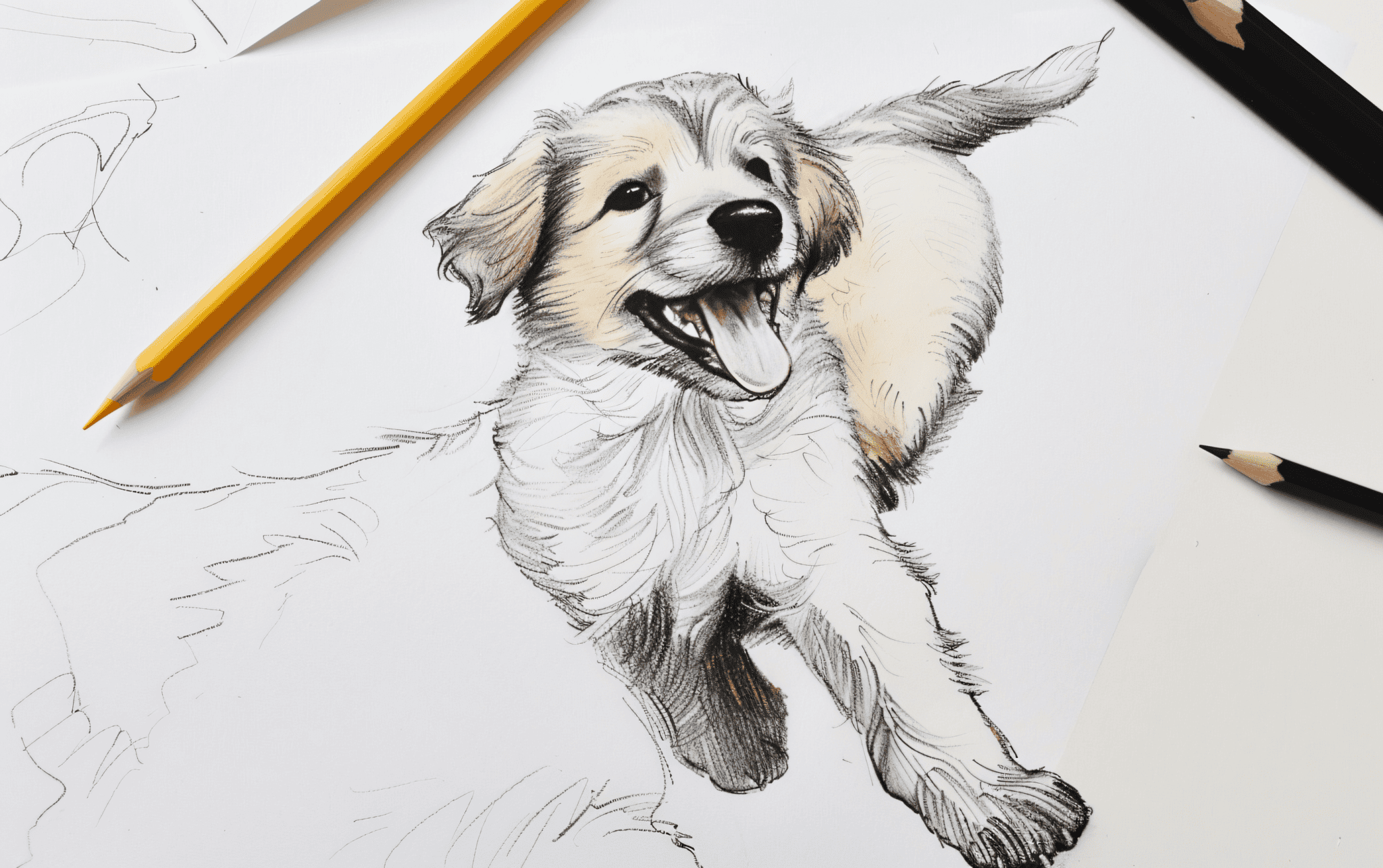 20 Playful Puppy Sketches to Melt Your Heart - Brighter Craft Playful ...