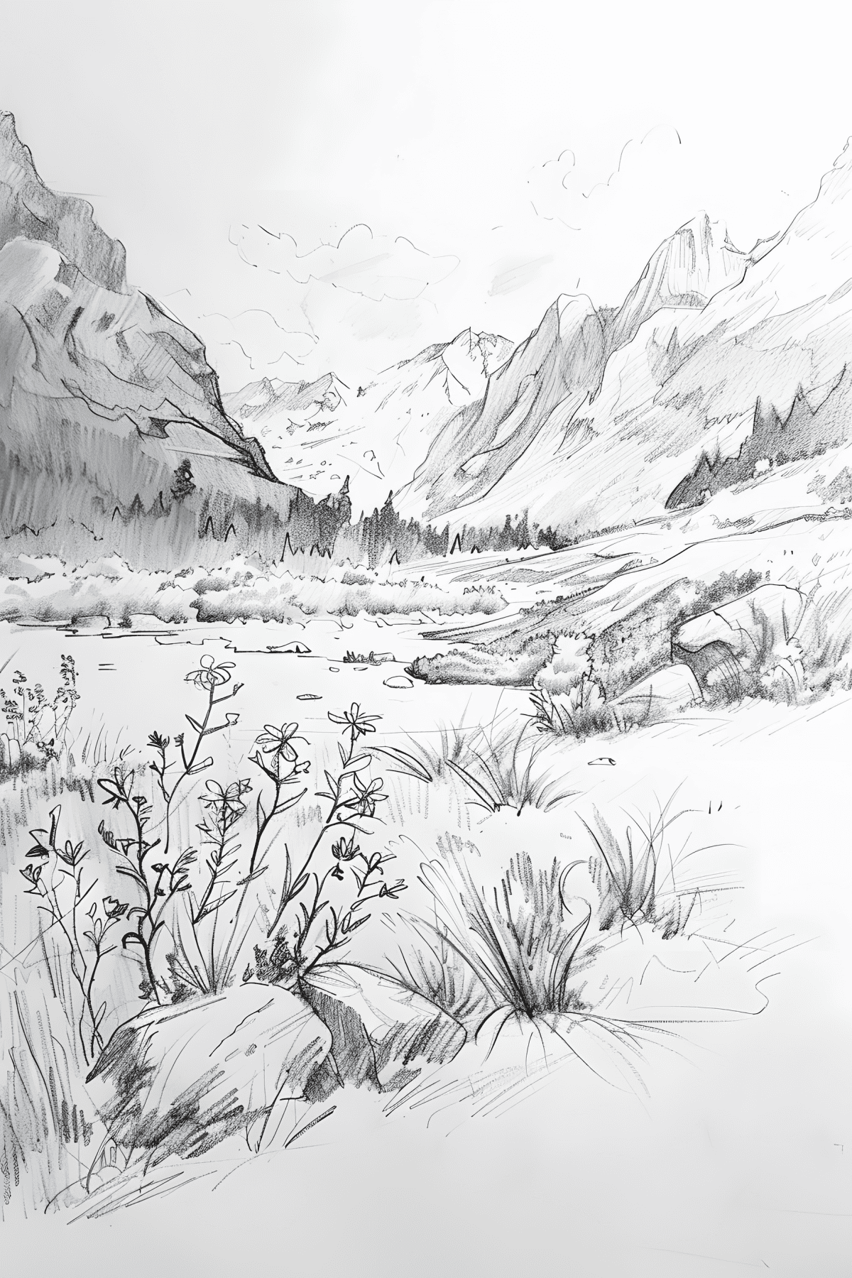 35 Serene Mountain Landscape Sketches to Inspire Your Inner Artist ...