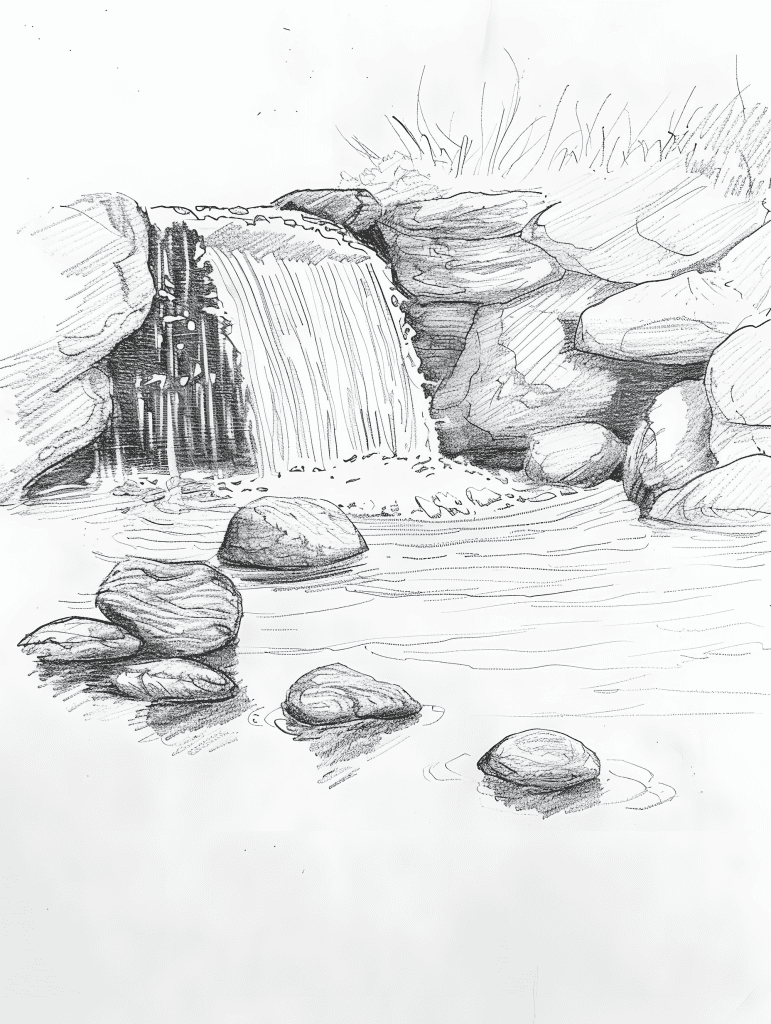 20 Serene Waterfall Landscape Sketches to Inspire Tranquility ...