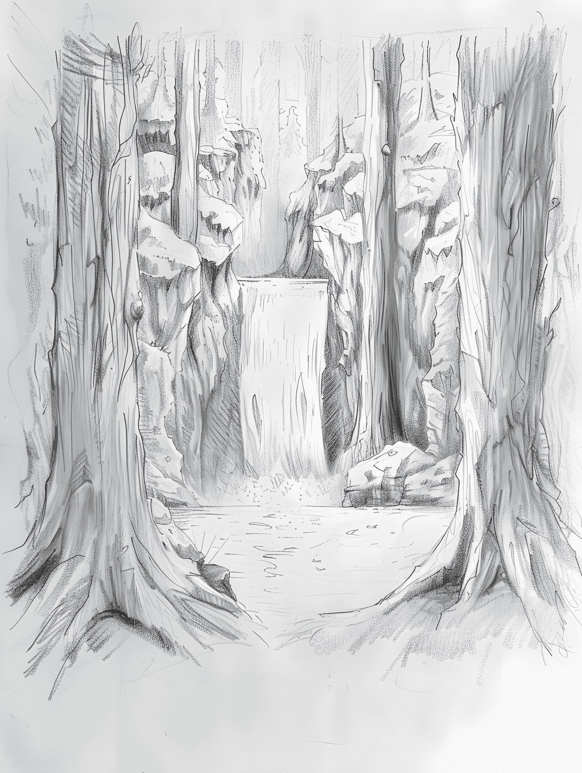 20 Serene Waterfall Landscape Sketches to Inspire Tranquility ...
