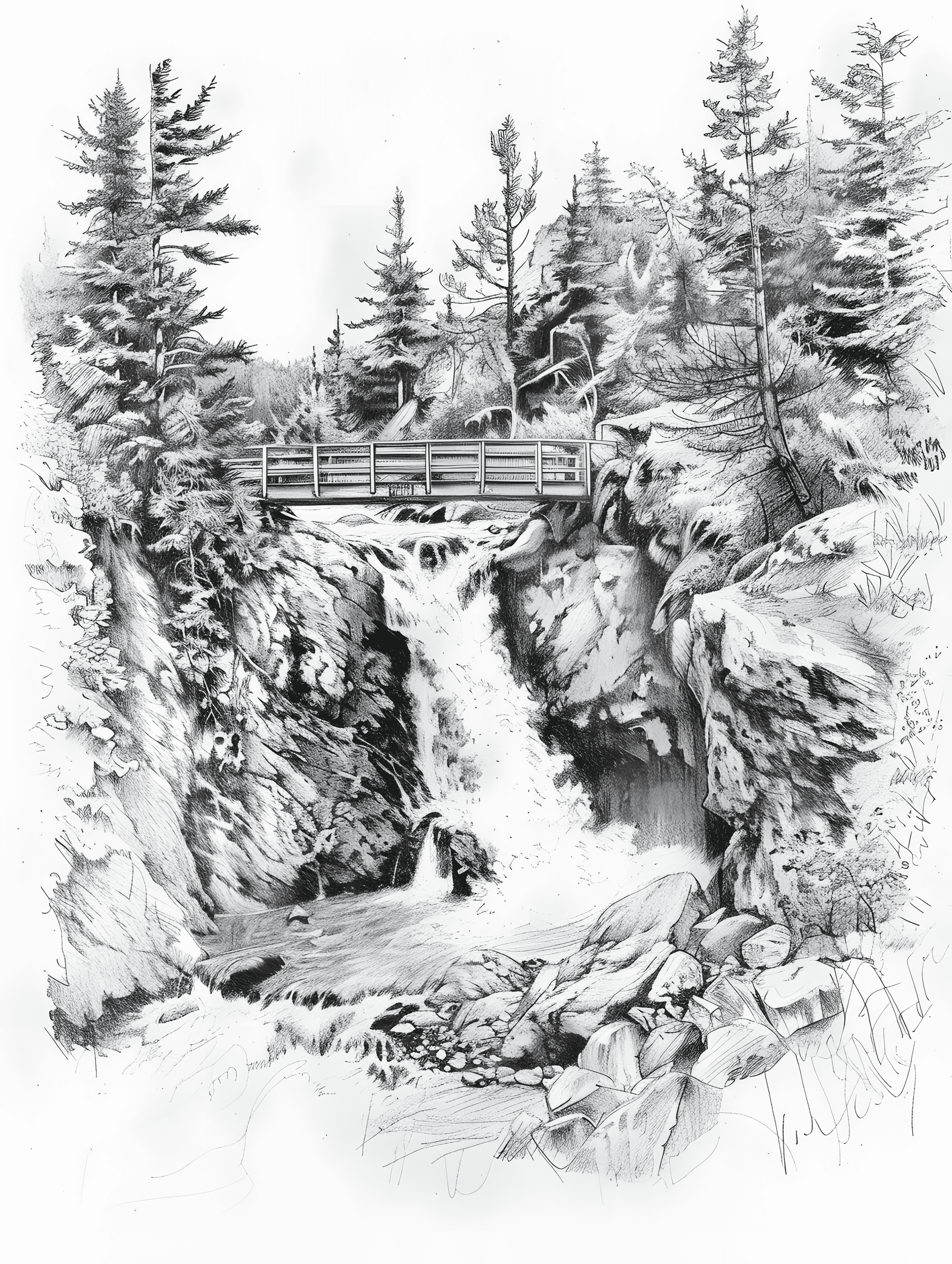 20 Serene Waterfall Landscape Sketches to Inspire Tranquility ...