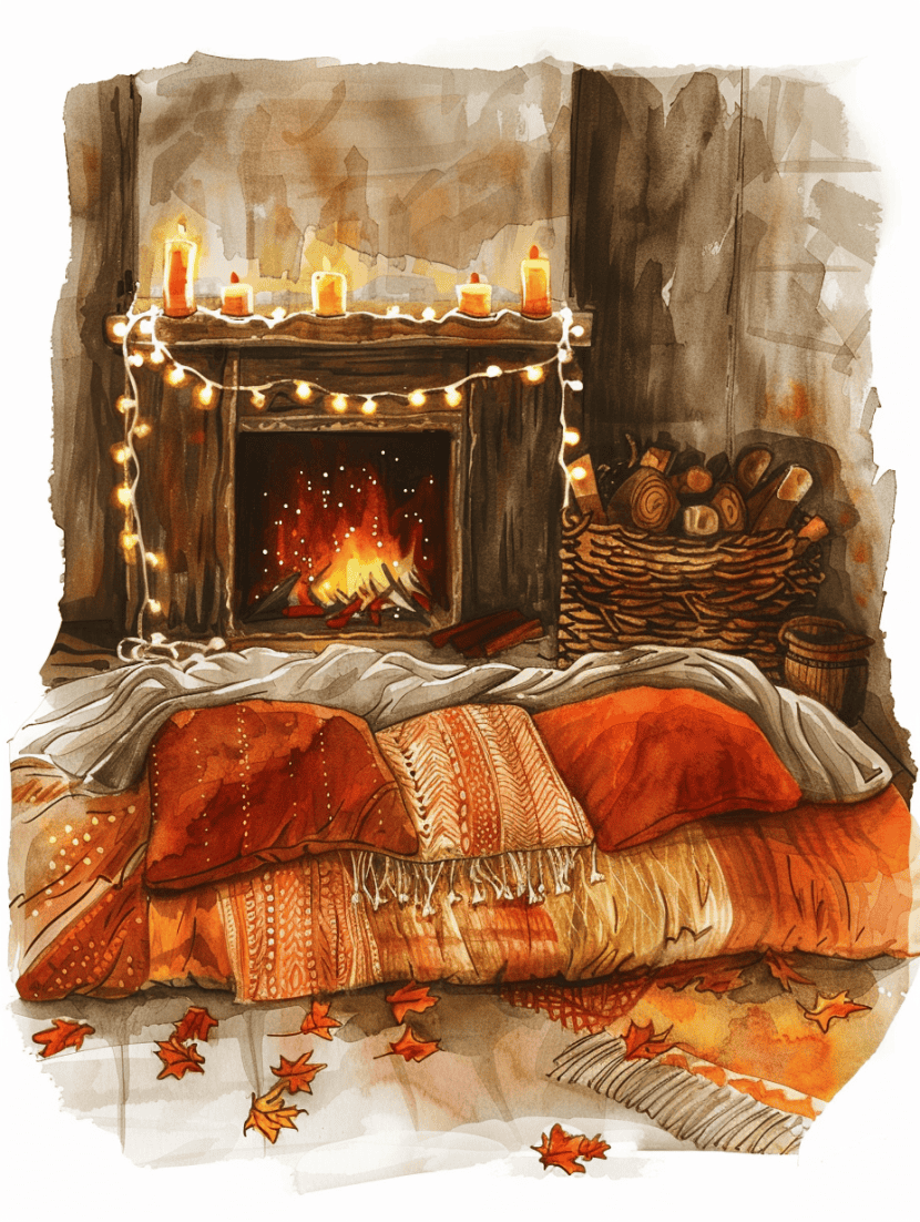 20 Cozy Autumn Bedroom Watercolor Painting Ideas for Relaxing Spaces ...