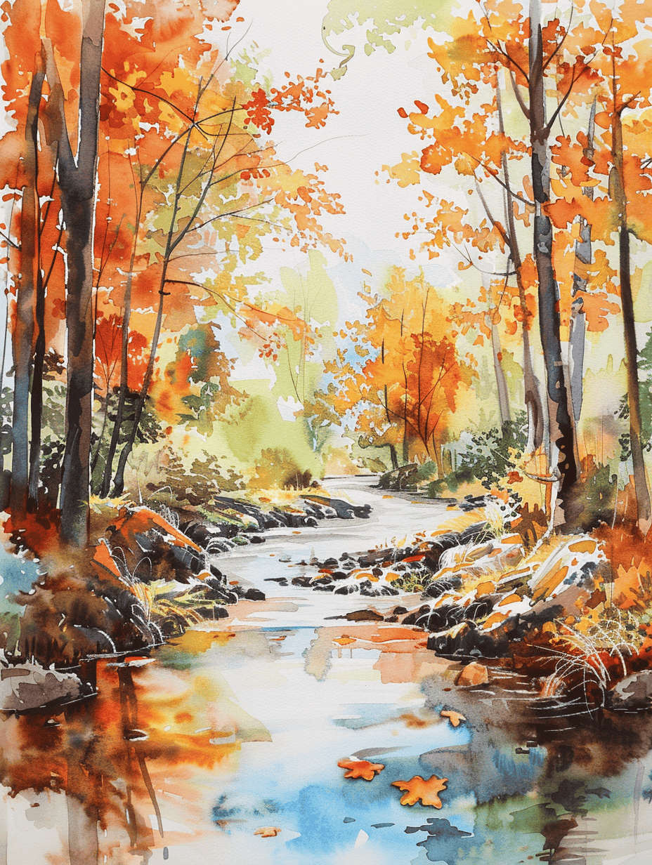 25 Serene Watercolor Painting Ideas for Capturing Autumn Landscapes ...
