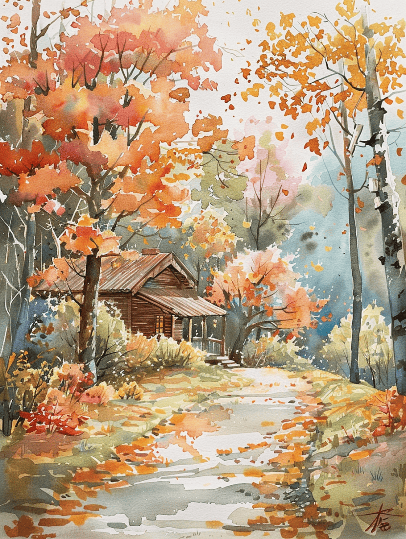 25 Serene Watercolor Painting Ideas for Capturing Autumn Landscapes ...