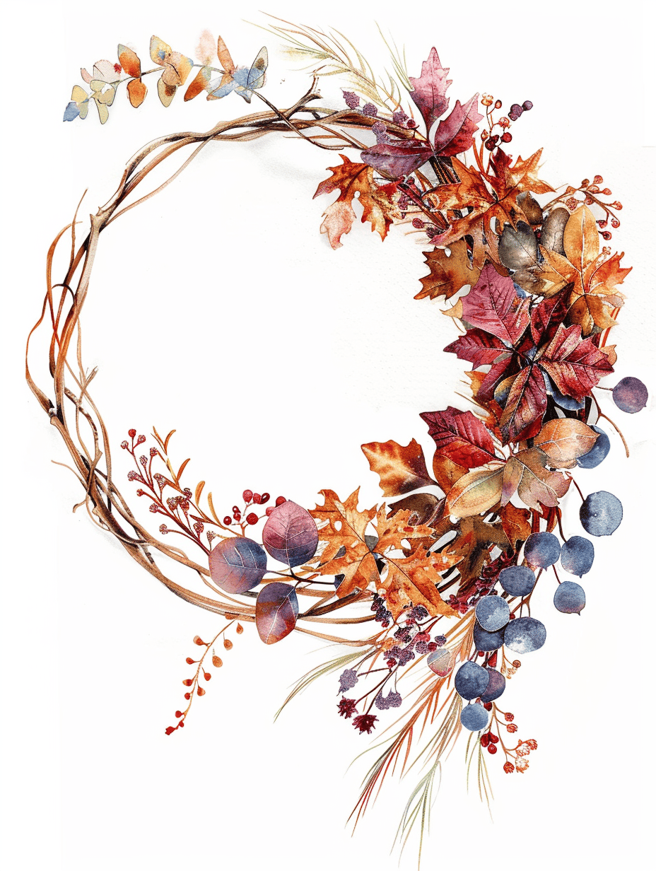25 Rustic Autumn Wreath Watercolor Painting Ideas for Seasonal Decor ...