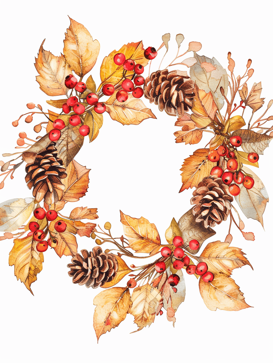25 Rustic Autumn Wreath Watercolor Painting Ideas for Seasonal Decor ...