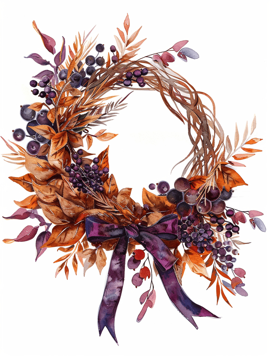 25 Rustic Autumn Wreath Watercolor Painting Ideas for Seasonal Decor ...