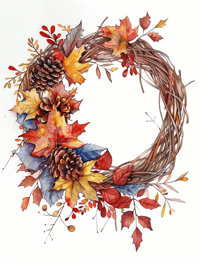 25 Rustic Autumn Wreath Watercolor Painting Ideas for Seasonal Decor ...