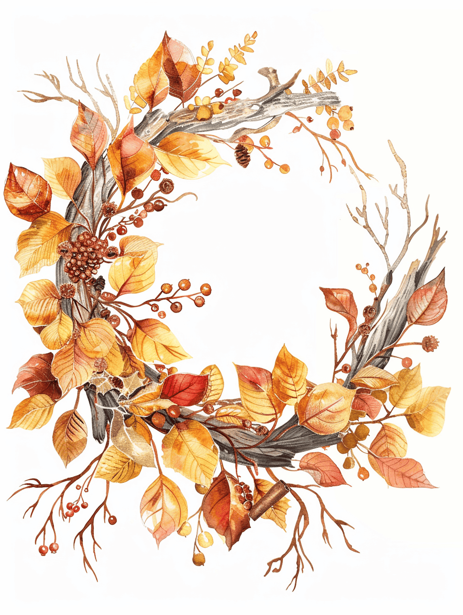 25 Rustic Autumn Wreath Watercolor Painting Ideas for Seasonal Decor ...