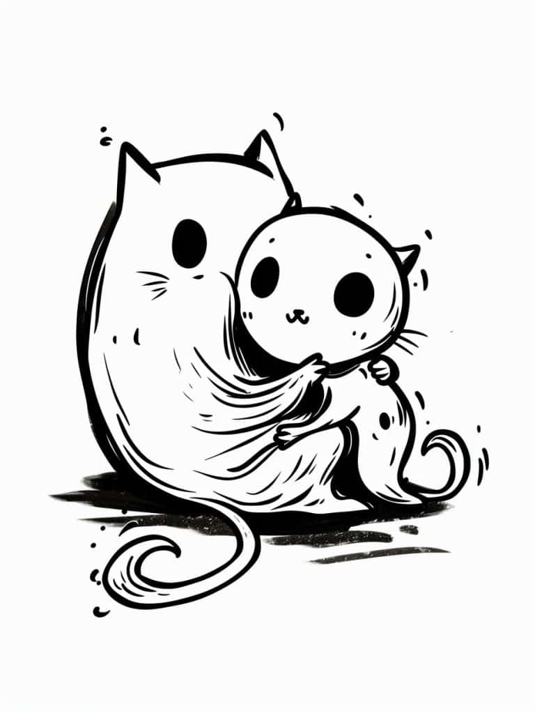 30 Cute and Spooky Ghost Cat Doodles to Draw This Halloween - Brighter ...