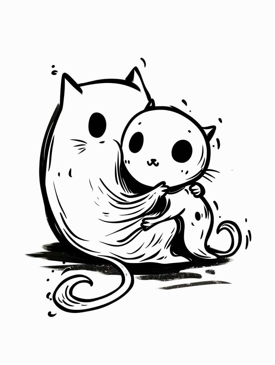 30 Cute and Spooky Ghost Cat Doodles to Draw This Halloween - Brighter ...