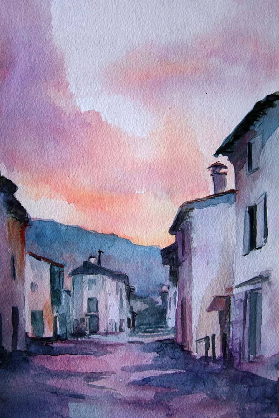 25 Loose Watercolor Village Scenes for Beginners - Brighter Craft