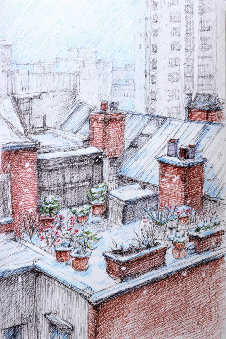 25 Cozy Winter Urban Sketch Ideas for Inspiration - Brighter Craft